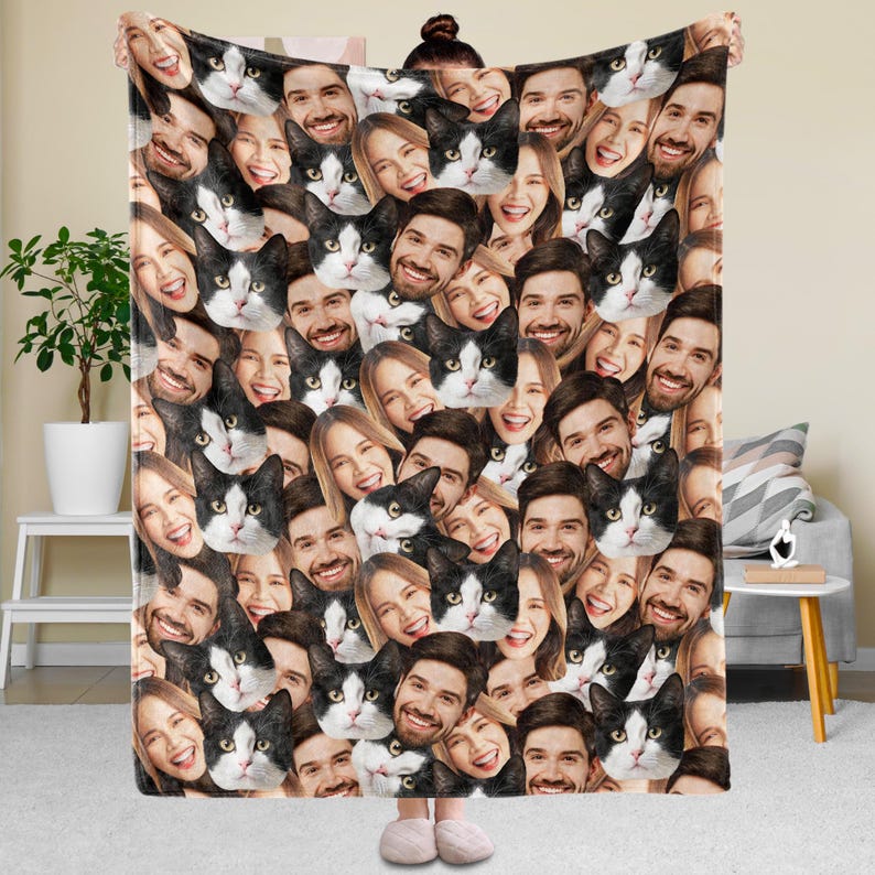 Personalized Face Throw Blanket,custom Photo Print Blanket,customized ...