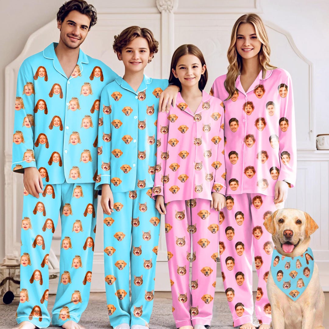 Custom Pajamas for Family,personalized Photo Pajama Set,custom Dogs ...