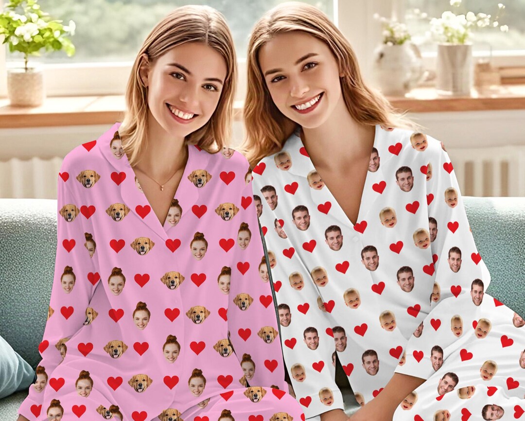 Custom Face Pajamas,personalized Photo Pajama Set,family Pjs - Etsy