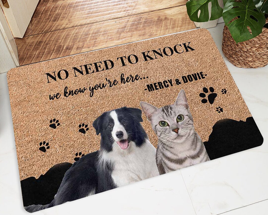 Custom Pet Photo Doormat,funny 'no Need to Knock' Welcome Mat - Etsy