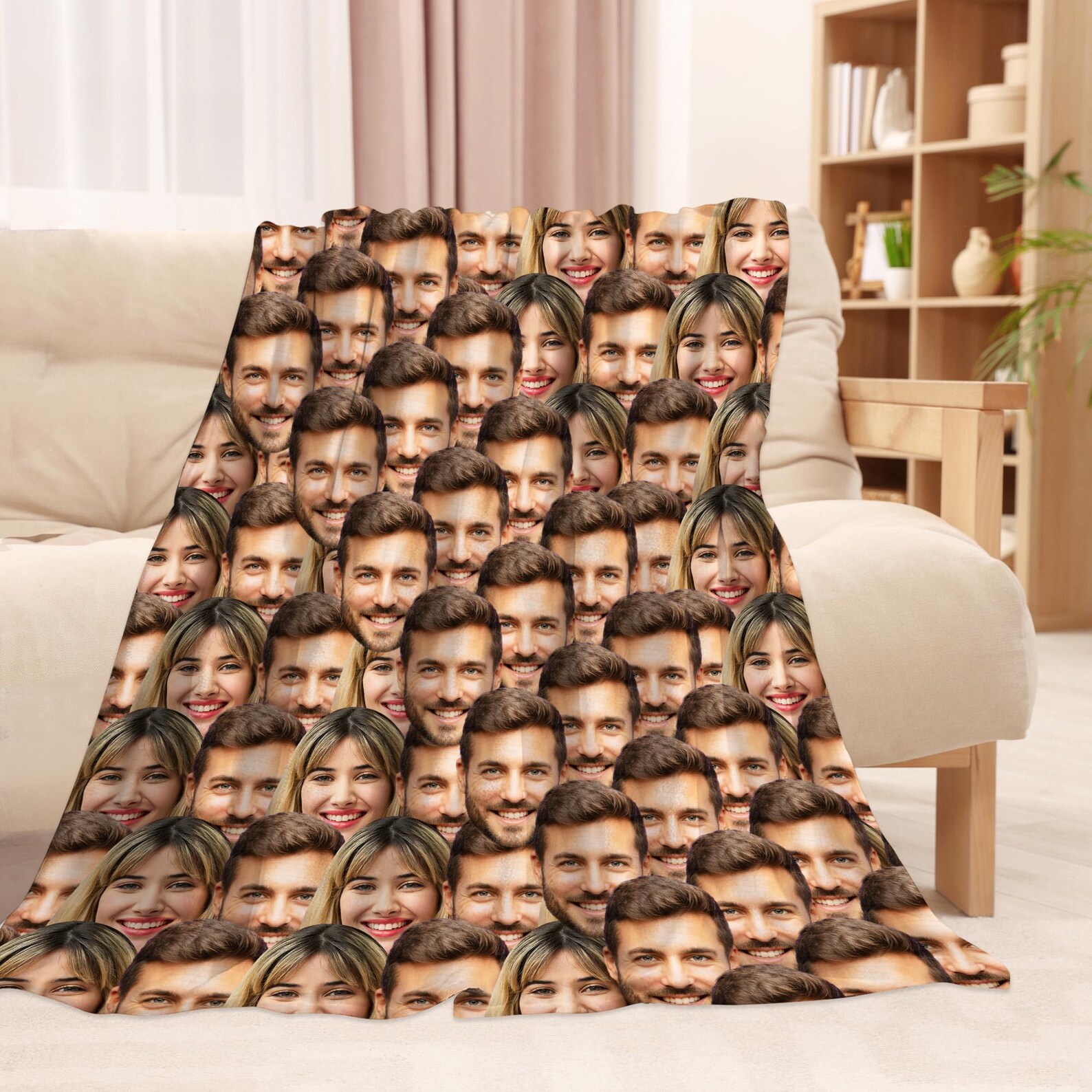 Personalized Face Throw Blanket,custom Photo Print Blanket,customized ...
