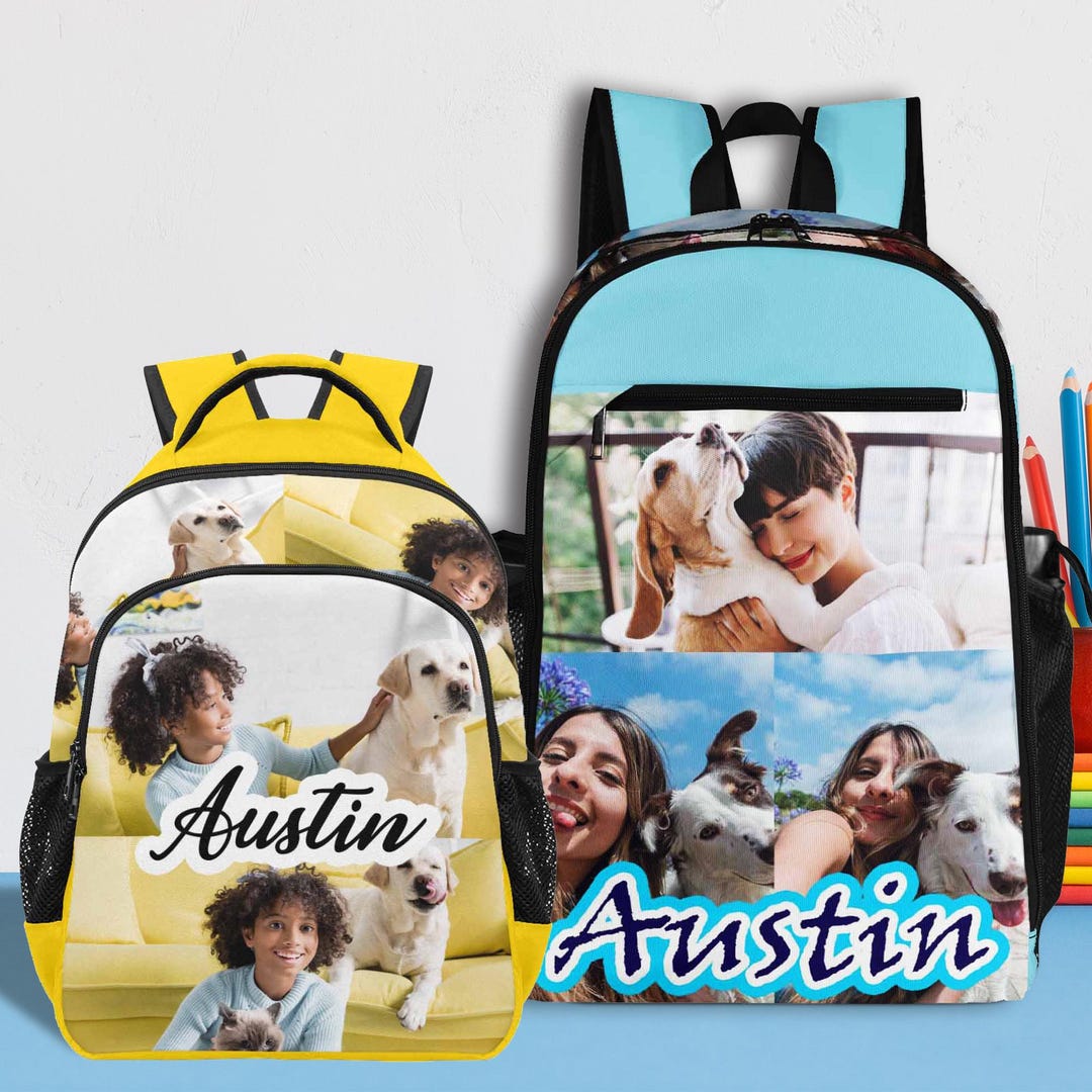 Personalized Photo Backpack,custom Nylon Bookbag,kids Travel Bag - Etsy
