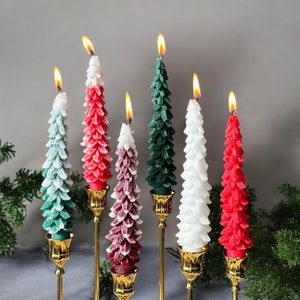 Handmade Christmas Tree Taper Candles: Festive Holiday Decor - Etsy