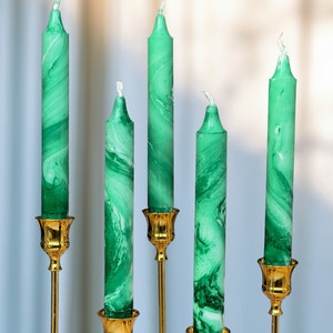 Marble Dark Green Dinner Candles,green Taper Candles,candle Sticks ...