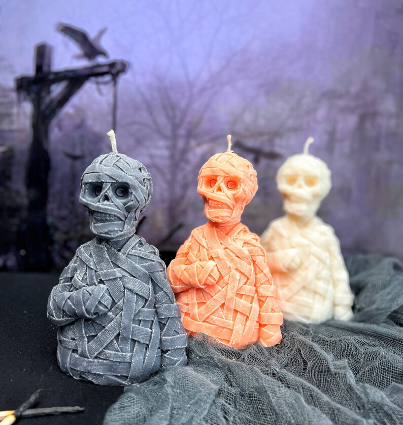 Large Halloween Candle,ghoul Mummy Gift,halloween Table Decor,gothic ...