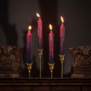 Black Red Taper Candles,blood Dripping Candle,halloween Candle,gothic ...