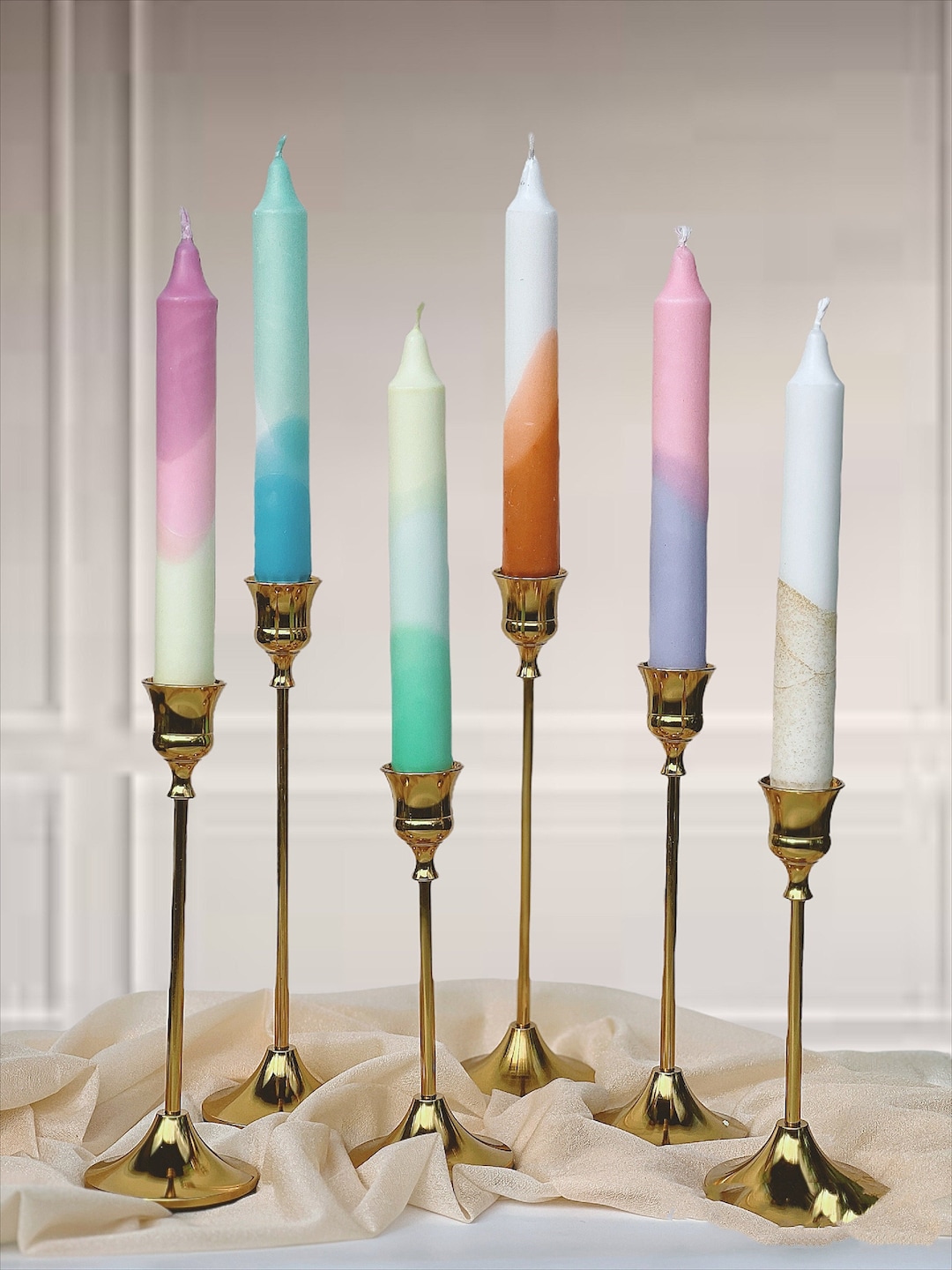 Dip Dyed Dinner Candles,colourful Candles,soft Pastel Taper Candles ...