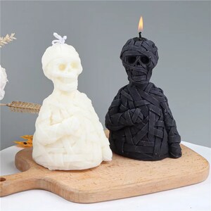 Large Halloween Candle,ghoul Mummy Gift,halloween Table Decor,gothic ...