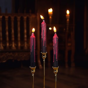 Black Red Taper Candles,blood Dripping Candle,halloween Candle,gothic ...