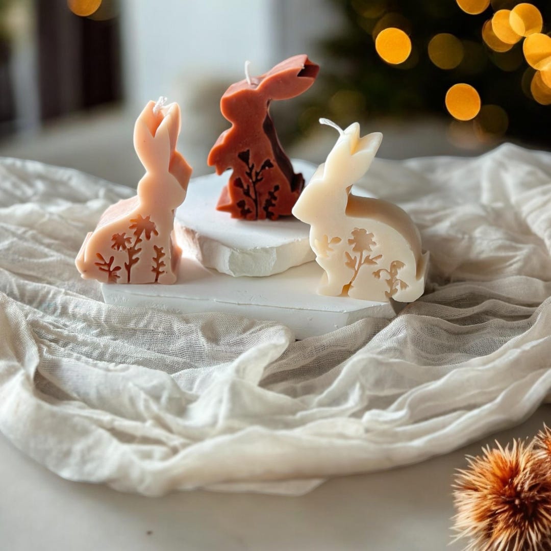 Easter Bunny Candle Set,natura Colour Candles,egg Bunny Shaped Candles ...