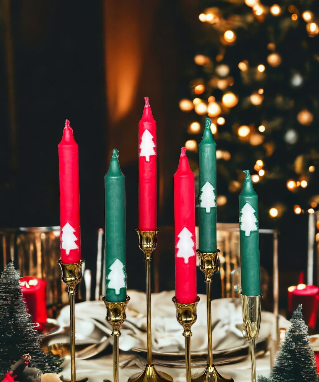 Christmas Tapper Candle Set,christmas Dinner Table Candles,christmas ...