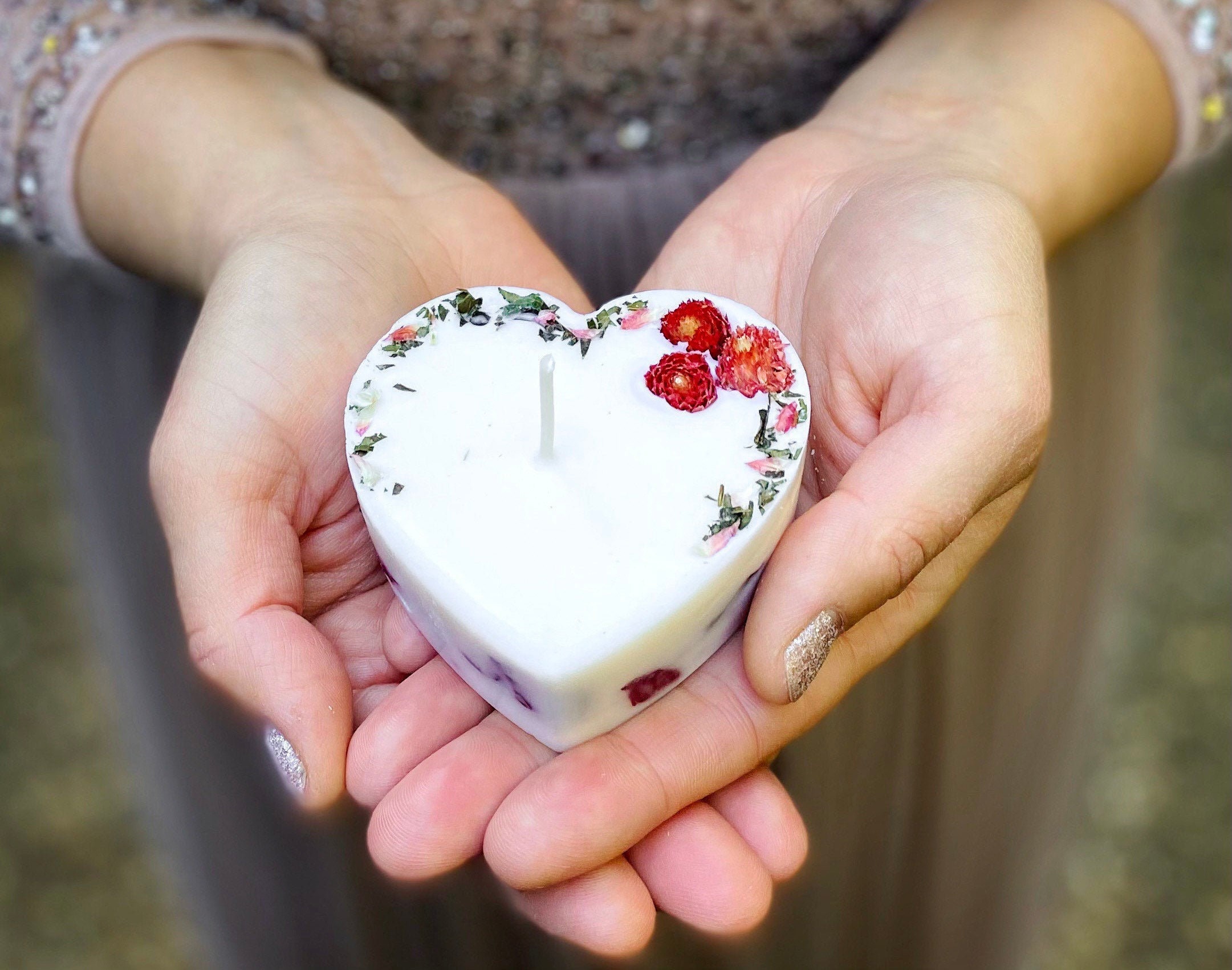 Heart Shaped Candle, Dried Flower Candles, Gift Ideas for Her, Thank ...