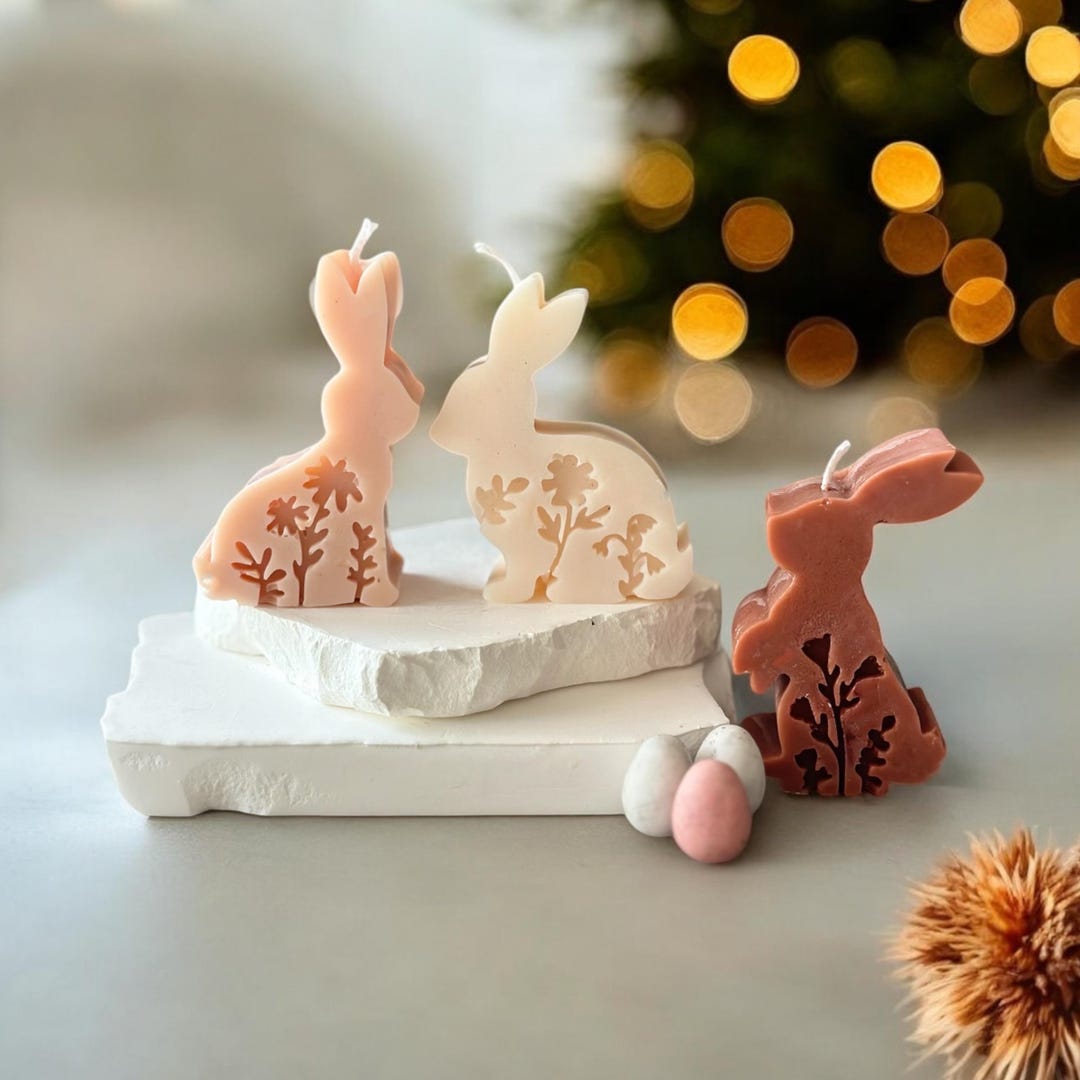 Easter Bunny Candle Set,natura Colour Candles,egg Bunny Shaped Candles ...