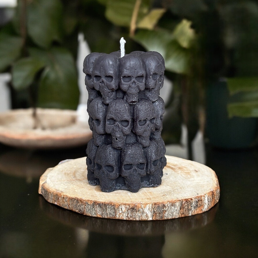 Skull Pillar Candle,halloween Candle,sceleton Gothic Candle,halloween ...