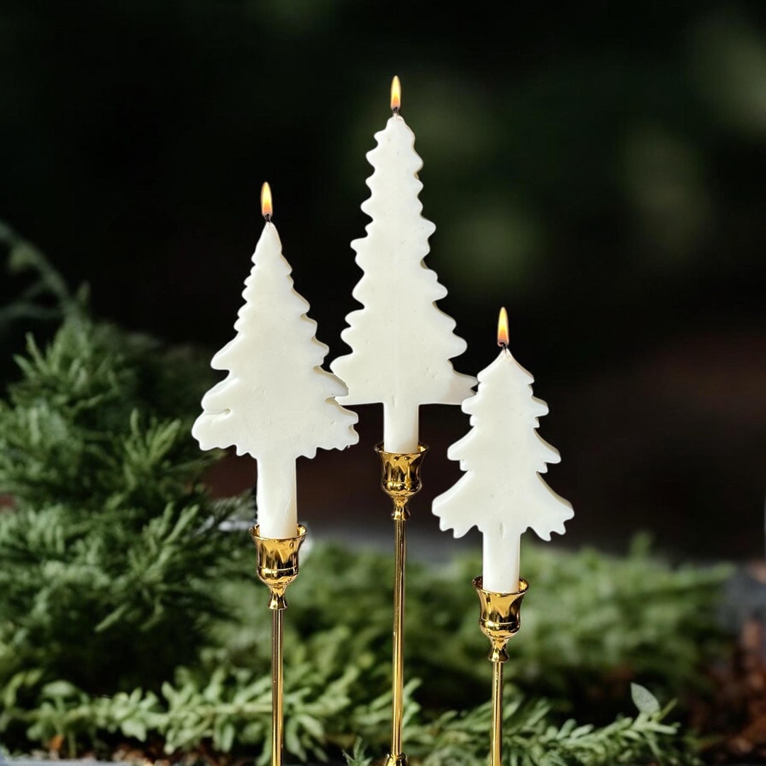 Tall Christmas Taper Candles,festive Stick Candles,holiday Candle Set ...