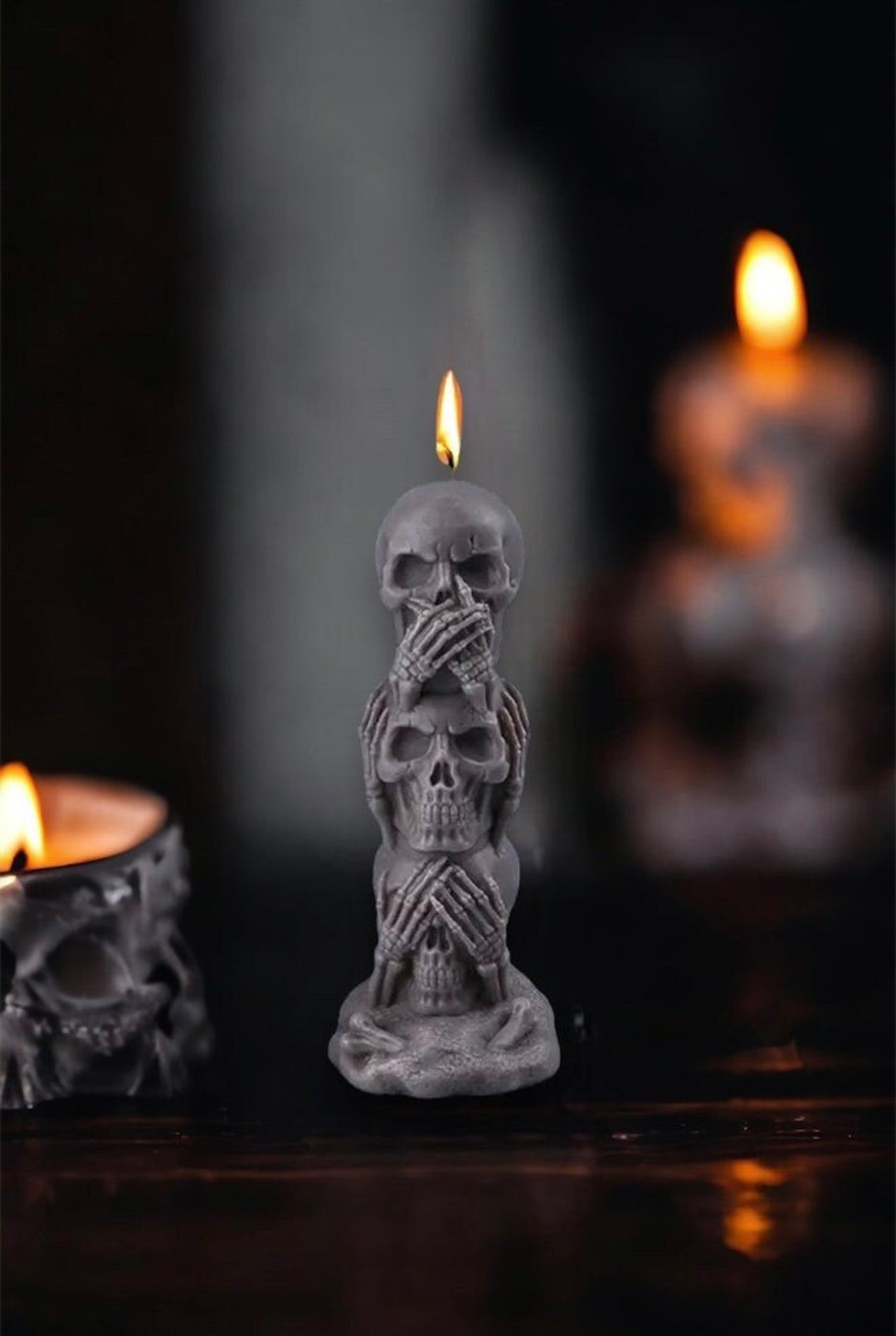 Skull Pillar Candle,halloween Candle,skeleton Gothic Candle,halloween ...