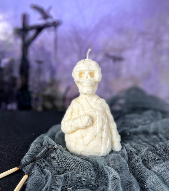 Large Halloween Candleghoul Mummy Gifthalloween Table - Etsy