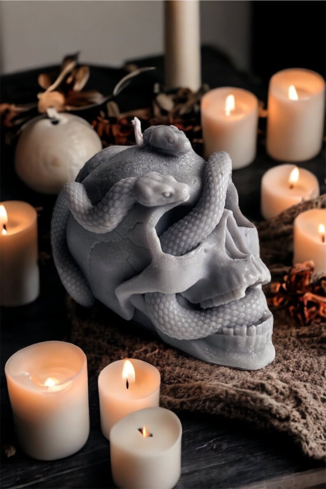 Skull Pillar Candle,halloween Candle,skeleton Gothic Candle,halloween ...