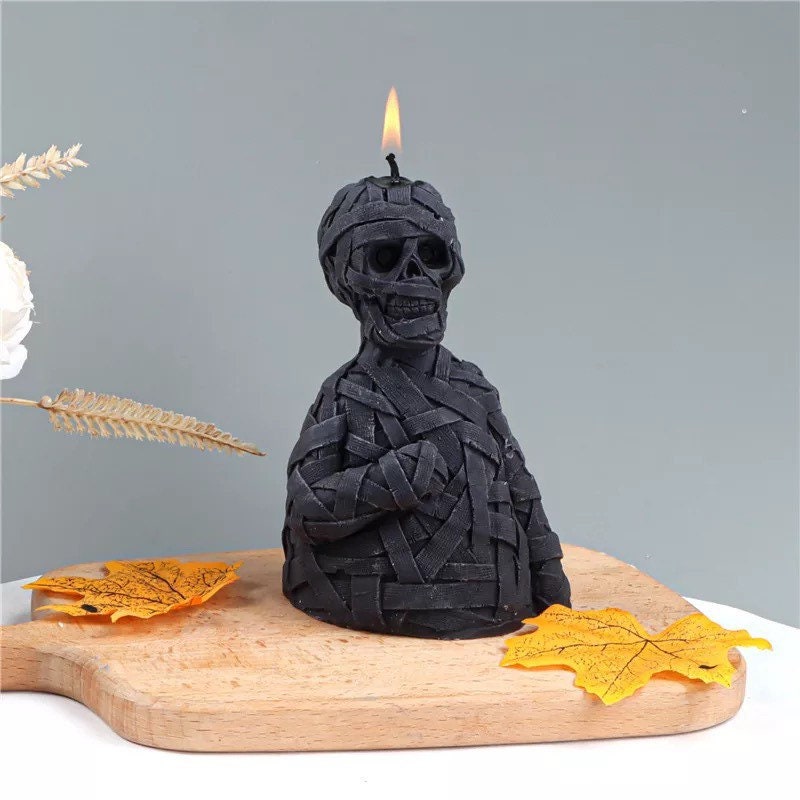 Large Halloween Candle,ghoul Mummy Gift,halloween Table Decor,gothic ...