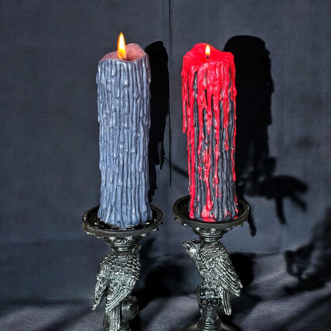 Blood Dripping Candle,gothic Halloween Candle,black Red Dinner Candle ...