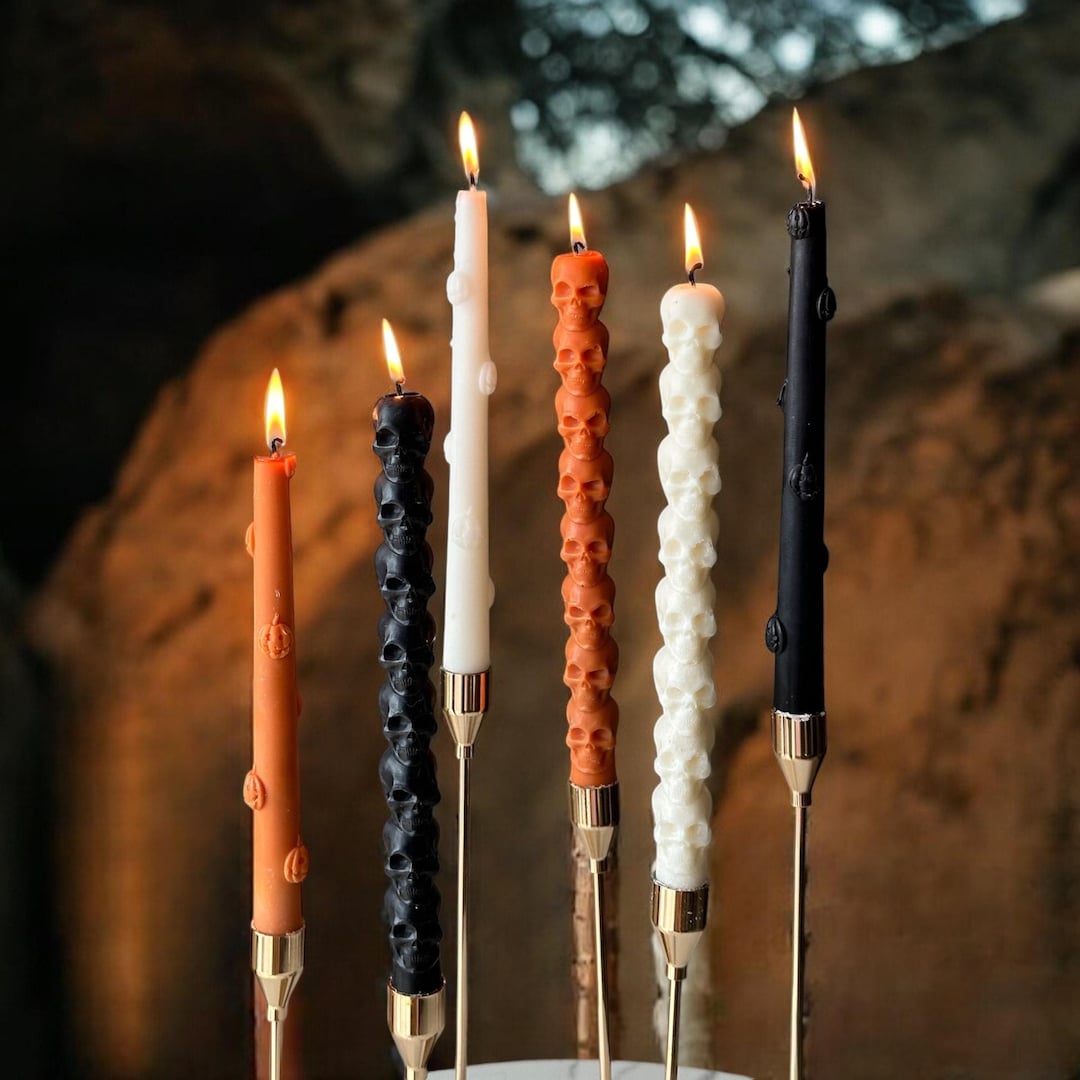 3D Skull Taper Candles: Halloween Gothic Table Decoration - Etsy