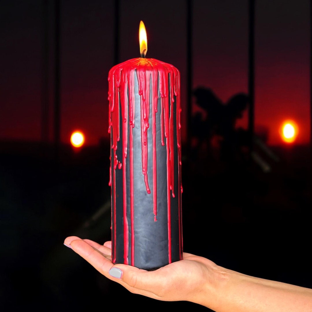 XL Blood Dripping Candle,gothic Halloween Candle,black Red Dinner ...