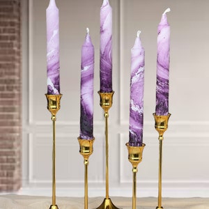 Marble Purple Dinner Candles,purple Taper Candles,candle Sticks,purple ...