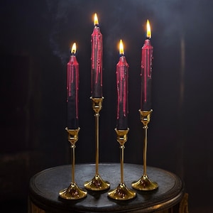 Black Red Taper Candles,blood Dripping Candle,halloween Candle,gothic ...