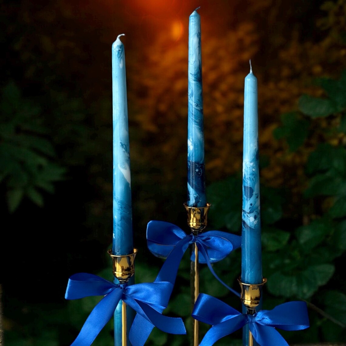 Royal Blue Marble Tall Taper Candles,dinner Candles,blue Home Decor ...