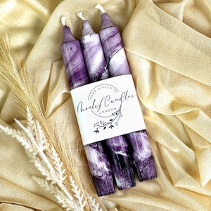 Marble Purple Dinner Candles,purple Taper Candles,candle Sticks,purple ...