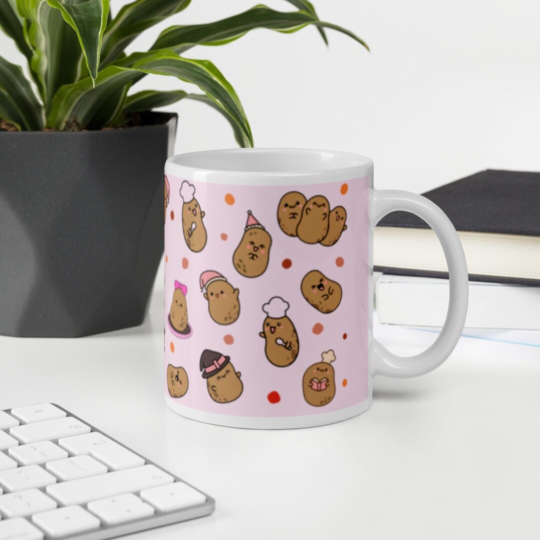 Cute Potato Mug | Pink Background Potatoes Design | Eco-friendly Cup ...