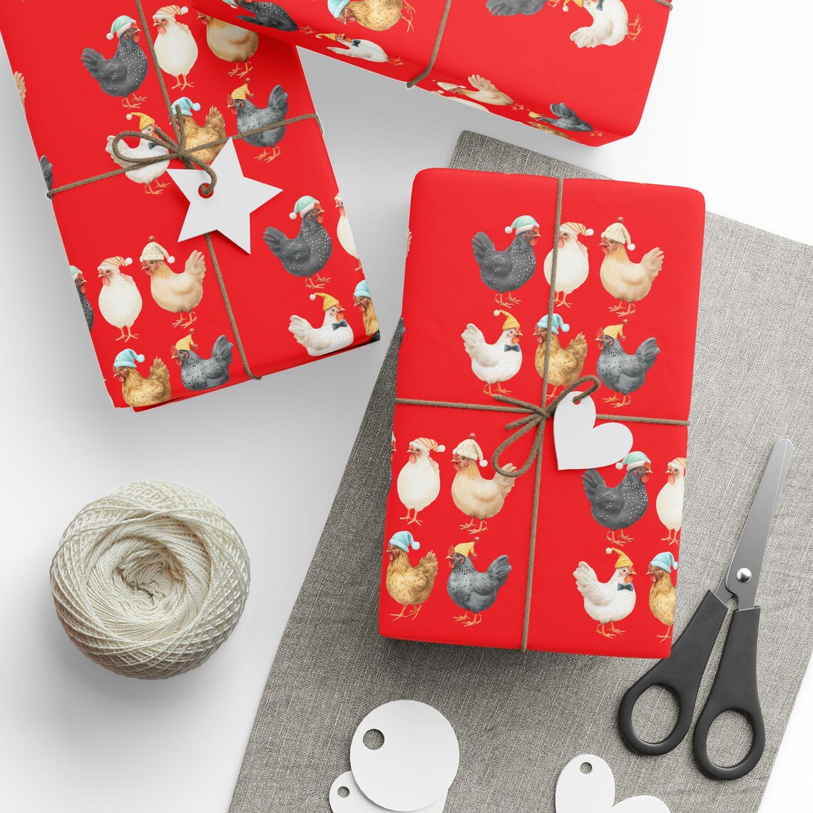 Festive Chicken Wrapping Paper Holiday Gift Wrap for Christmas ...