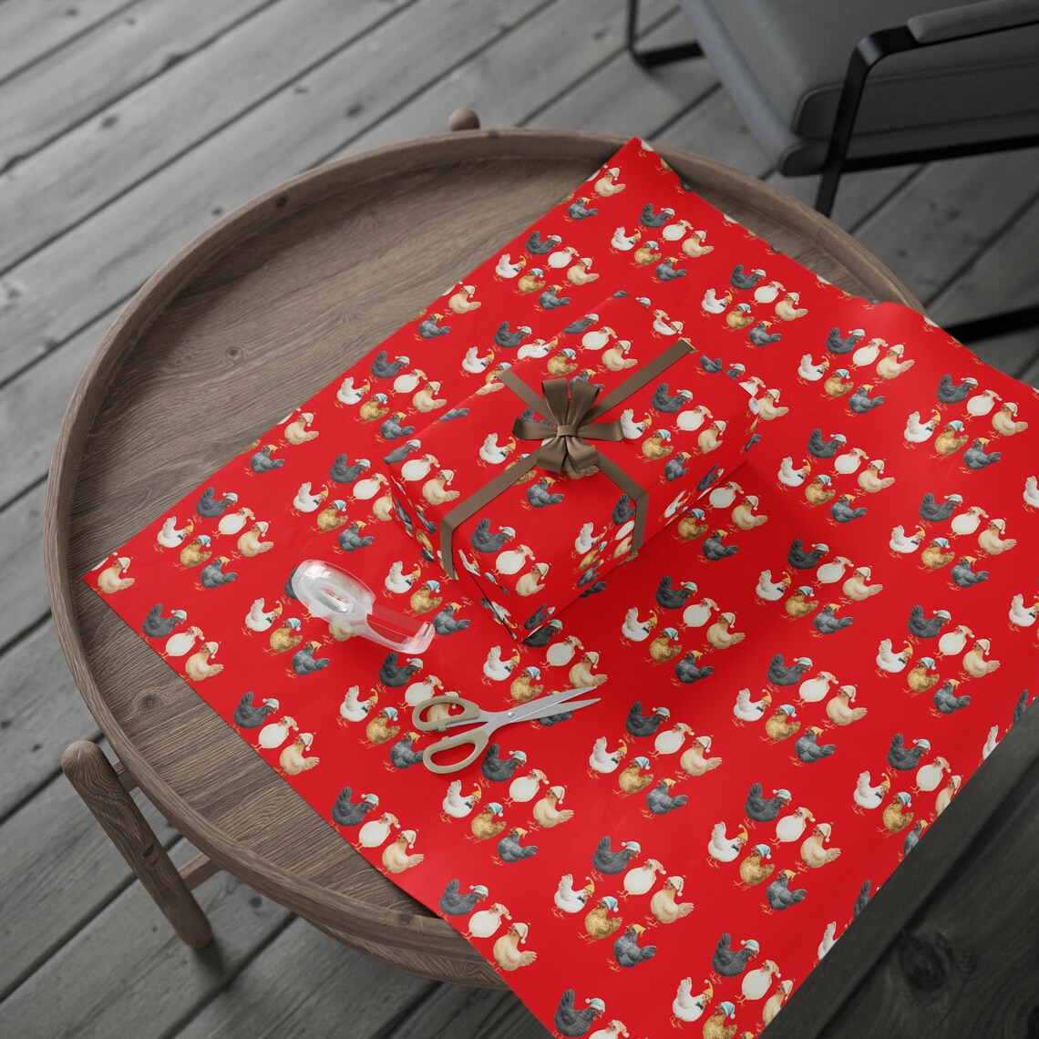 Festive Chicken Wrapping Paper Holiday Gift Wrap for Christmas ...