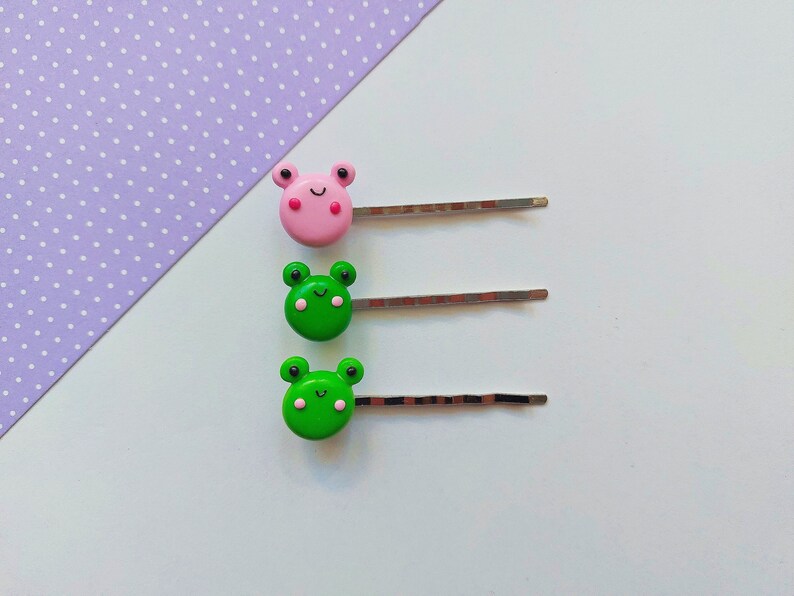 Kawaii Frog Hair Clips, Kawaii Frog Hair Pins, Cute Hair Clips, Cute ...