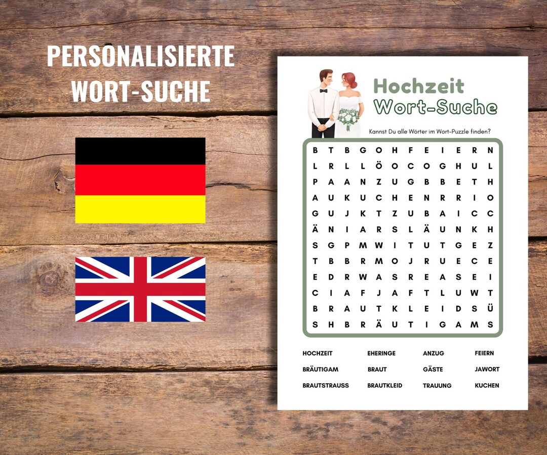Custom Word Search Personalized Word Search German English Puzzle With ...