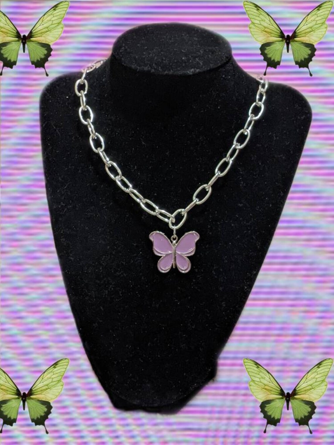 Cyber Y2K butterfly chain necklace | Etsy