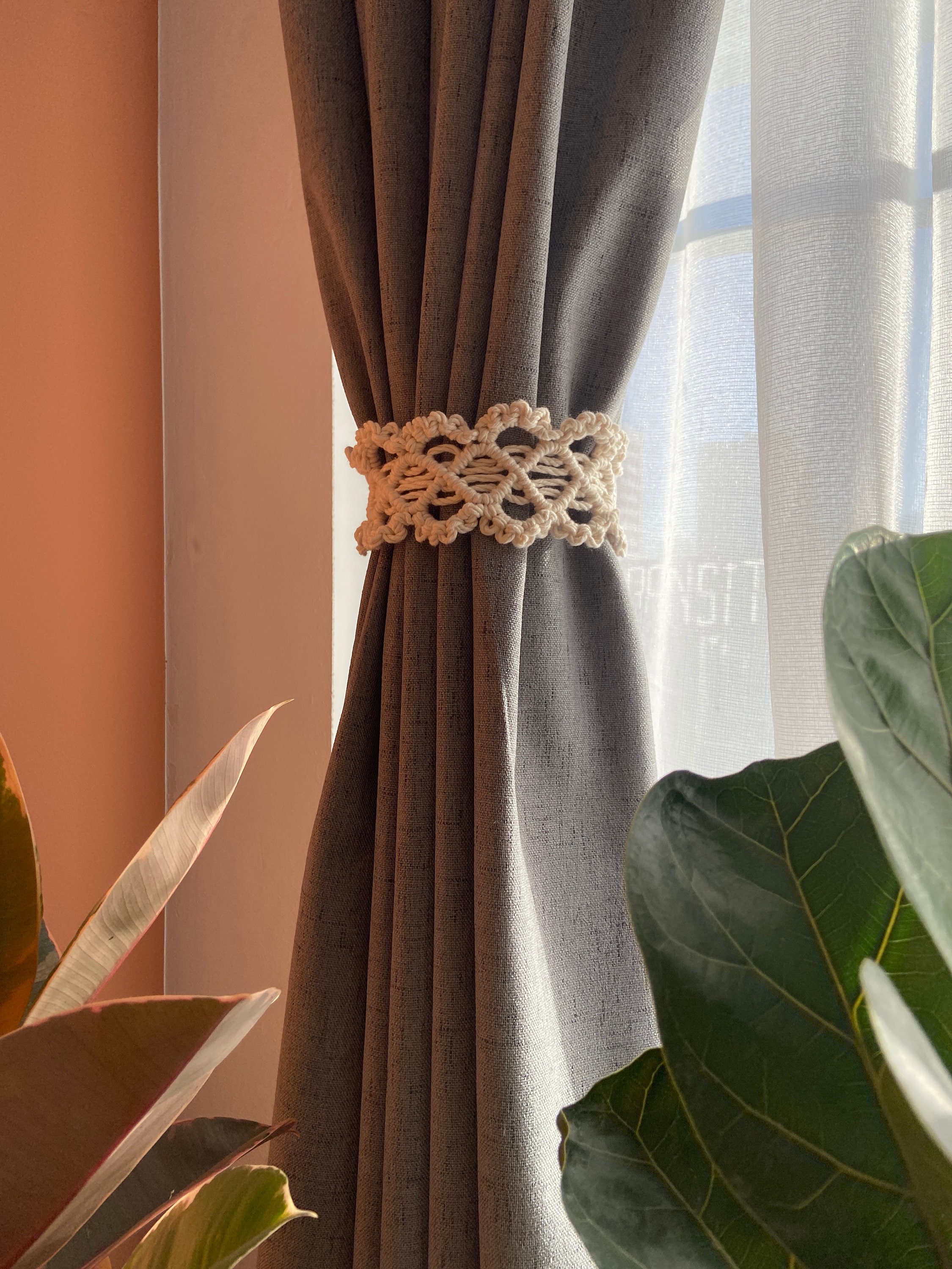 Macrame Curtain Tie Back, Tie Back for Curtain, Boho Home Decor ...