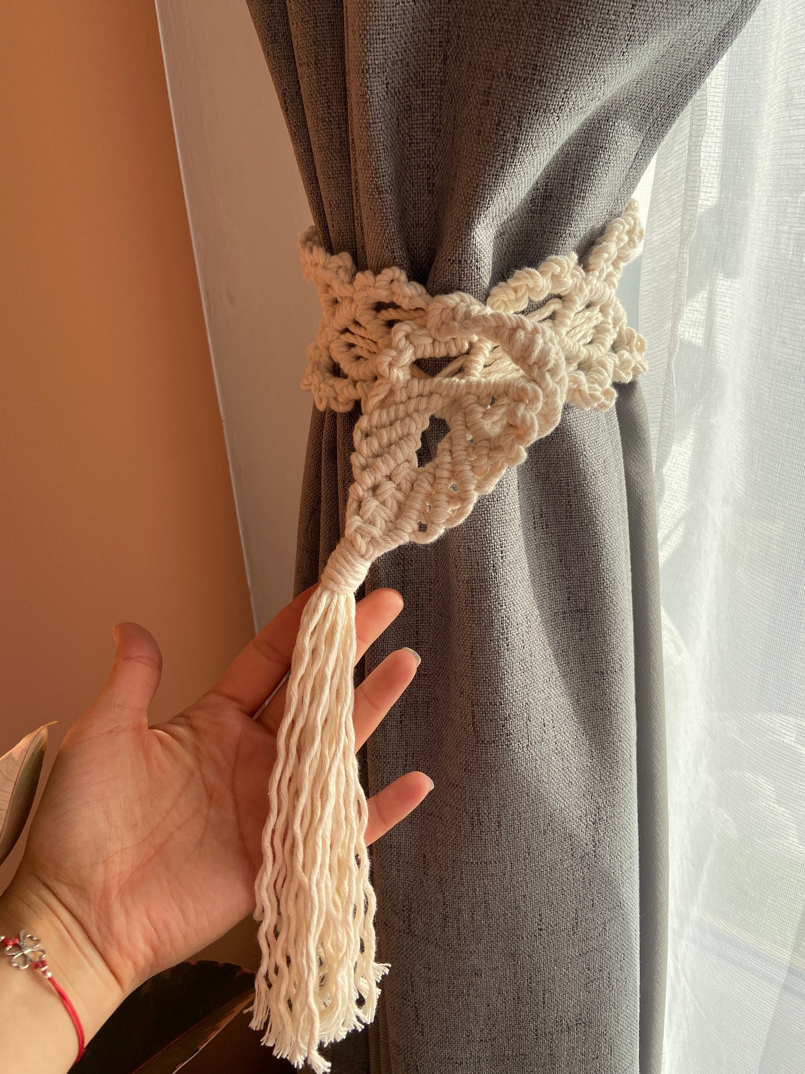 Macrame Curtain Tie Back, Tie Back for Curtain, Boho Home Decor ...