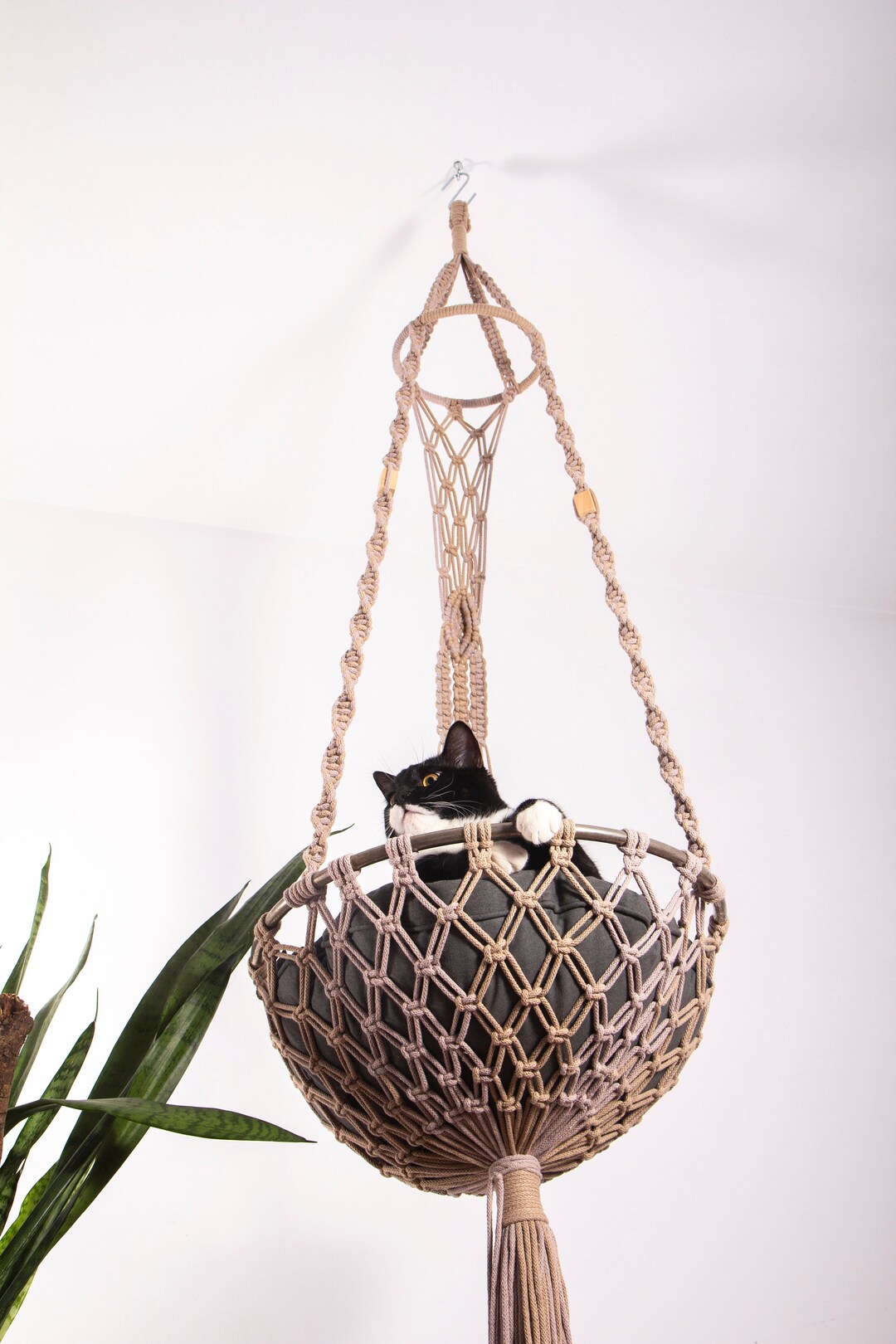 Macrame Cat Hammock, Bed for Fat Cat, Cat Tree for Large Cat, Cat ...
