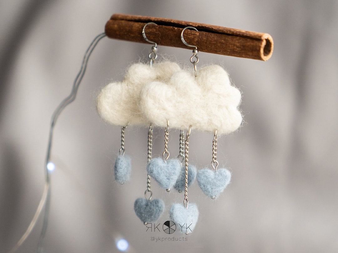 Cloud Earrings Dangle, Felt Rain Earrings,weather Funny Bulky Felt ...