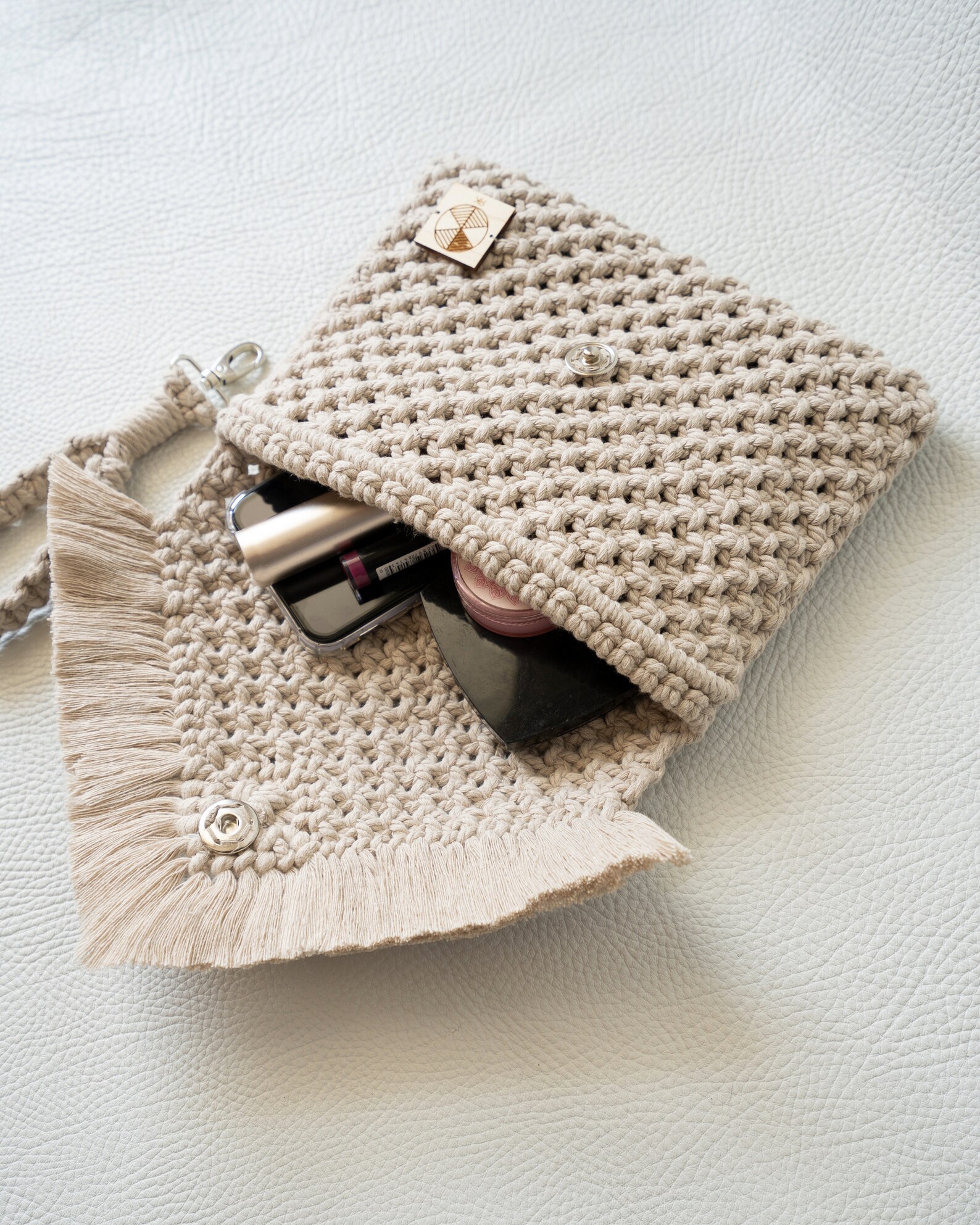 Small Elegant Boho Macrame Crossbody Bag | Etsy