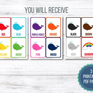 Learn Your Colors Printable Flash Card,whales,preschool, Kindergarten ...
