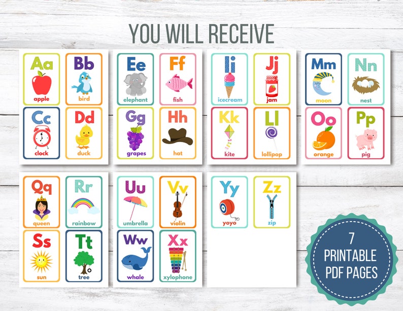 Alphabet Printable Flash Cards, Uppercase and Lowercase, ABC, Preschool ...