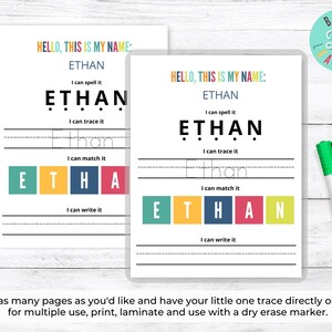 Personalized Name Tracing Worksheet Learn to Spell & Write My - Etsy