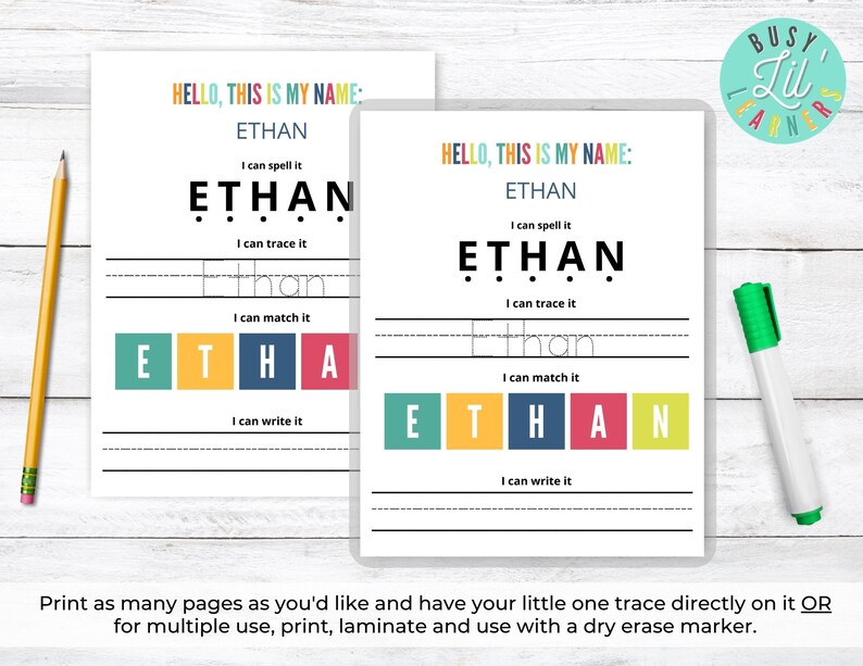 Personalized Name Tracing Worksheet Learn to Spell & Write My - Etsy