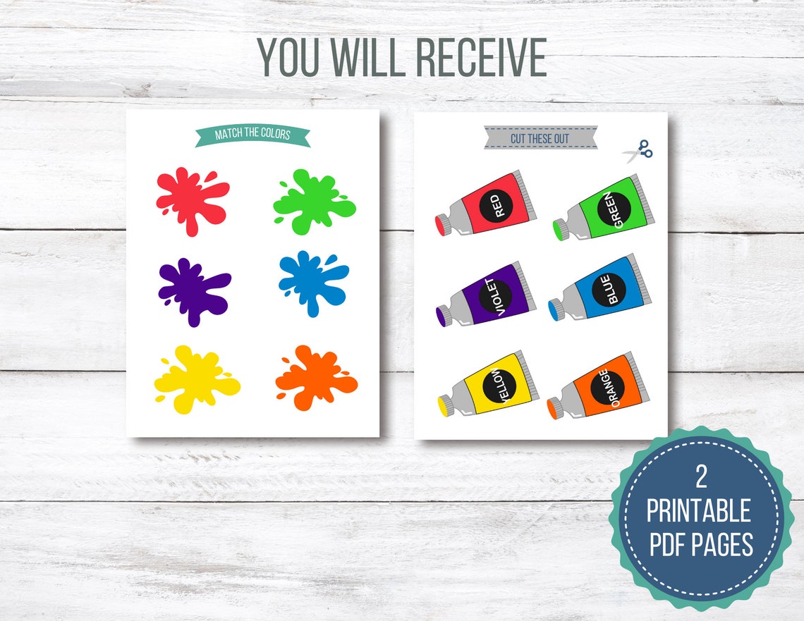 Color Matching Printable Learning Colors Homeschool - Etsy