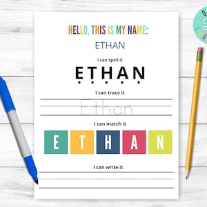 Personalized Name Tracing Worksheet, Learn to Spell & Write My Name ...