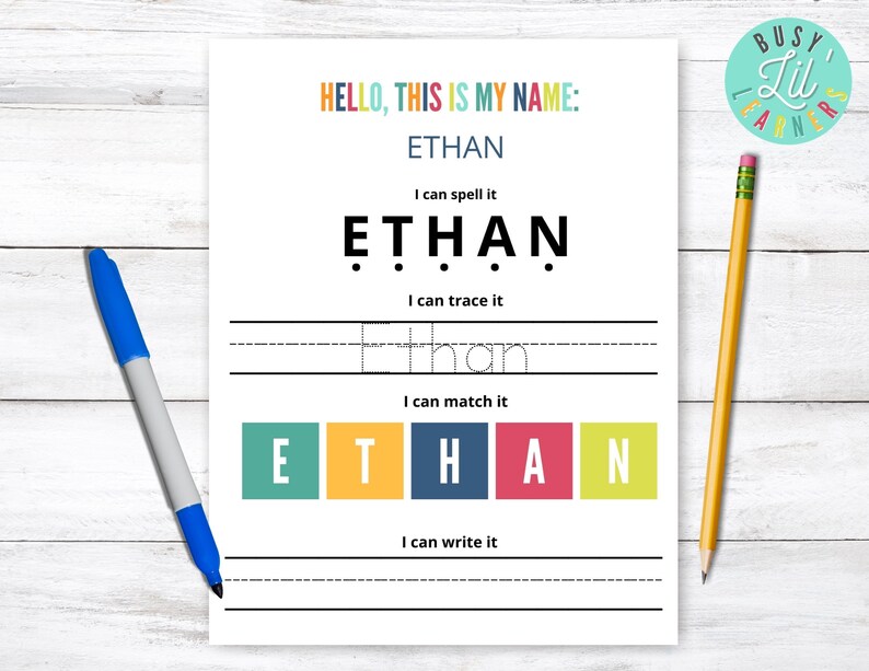 Personalized Name Tracing Worksheet Learn to Spell & Write My - Etsy