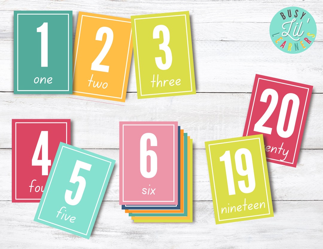 1-20 Number Flashcards, Colorful Number Flashcards, Learn to Count ...