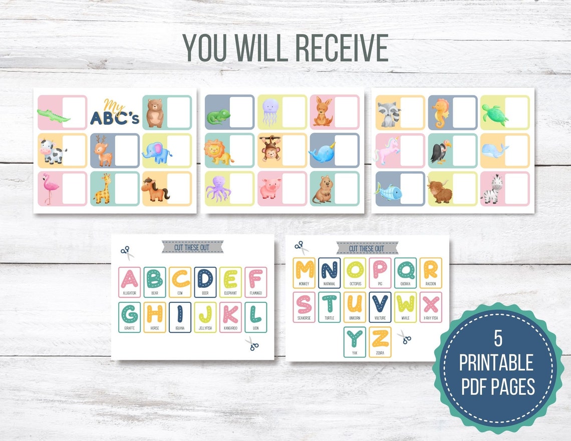 Alphabet Matching Game, Animal Alphabet, Preschool Printable Activity ...